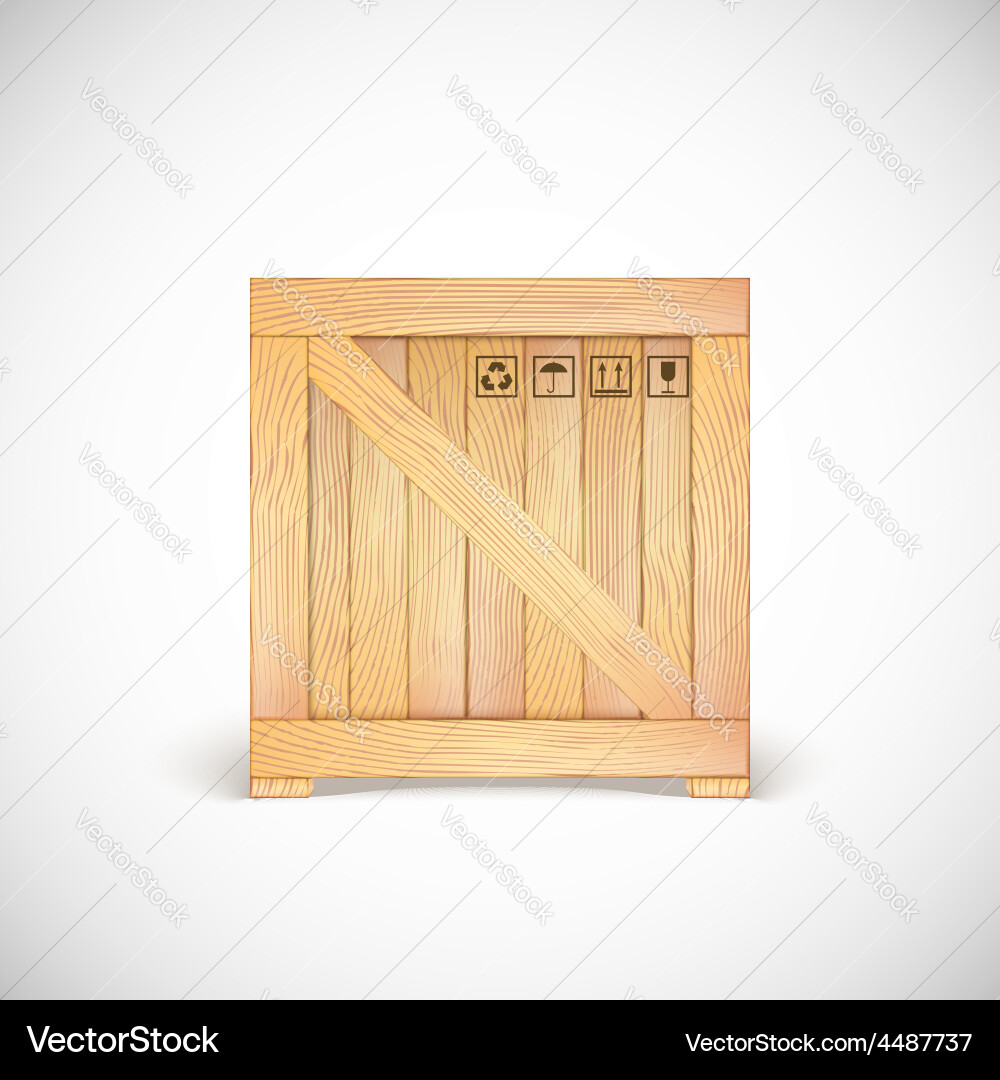 Wooden box isolated Royalty Free Vector Image - VectorStock