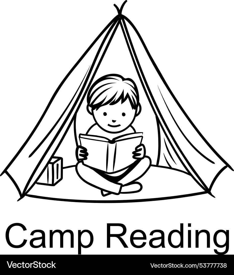 Camp reading icon in drawing style Royalty Free Vector Image