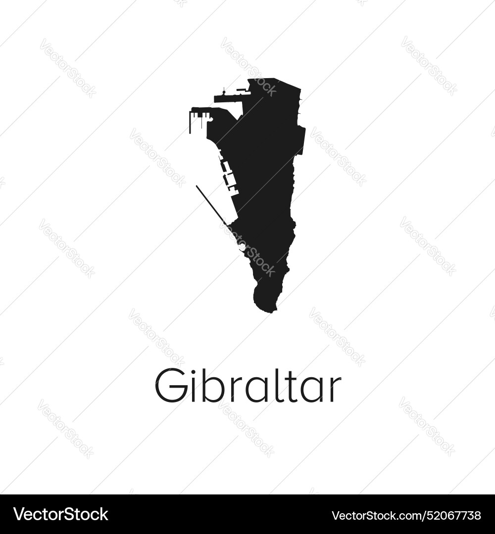 Gibraltar map - silhouette outline Royalty Free Vector Image