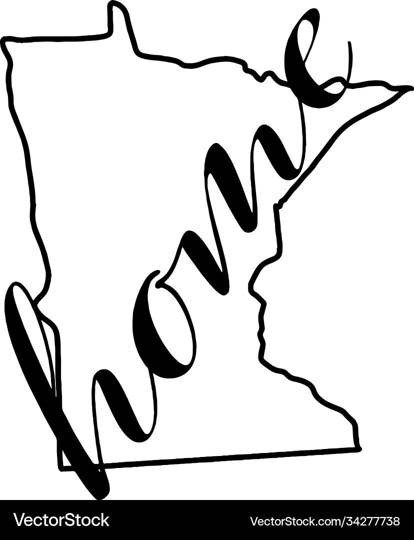 Minnesota home state outline Royalty Free Vector Image