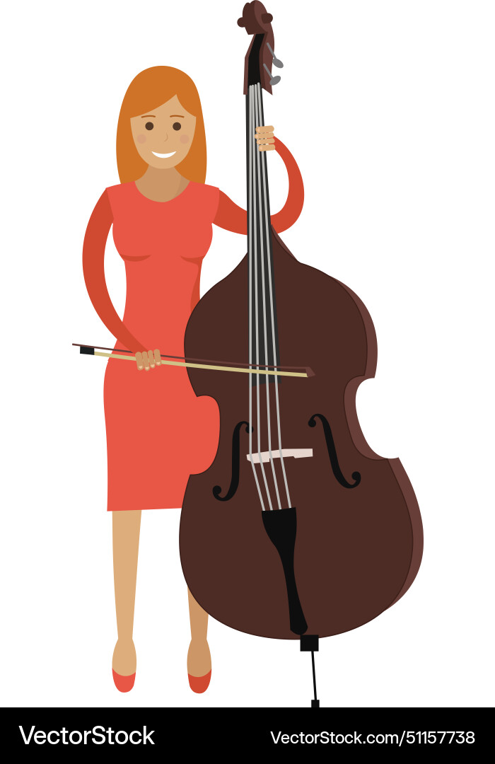 Musician playing on double bass icon Royalty Free Vector