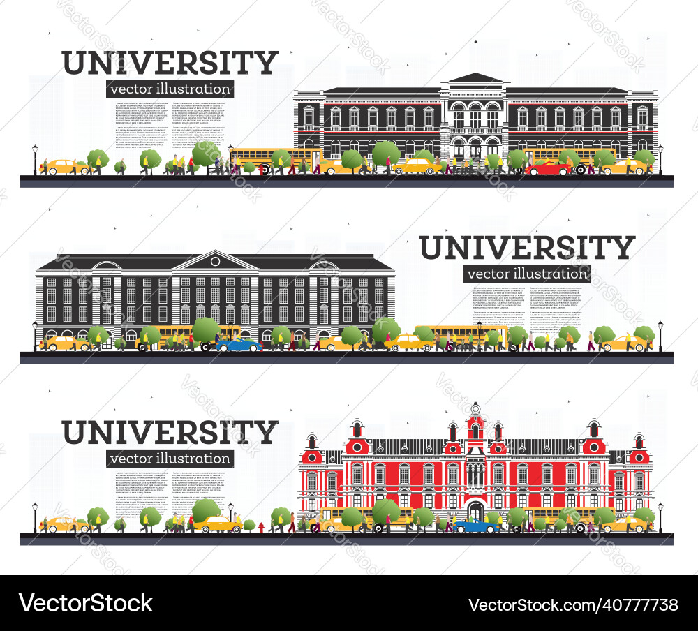 University campus set study banners isolated Vector Image