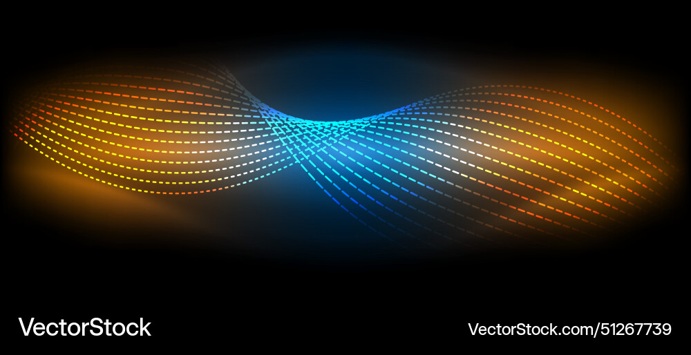 A blue and orange glowing wave on a dark Vector Image