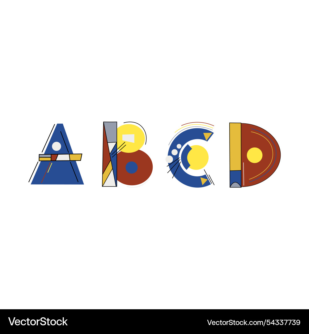 Abcd alphabet letters in kandinsky style Vector Image