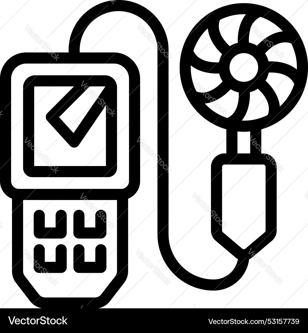 Anemometer measuring wind speed with digital Vector Image