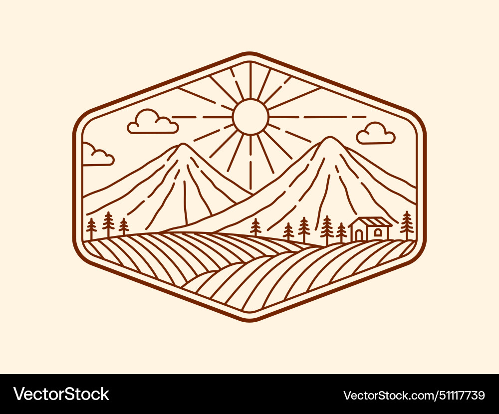 Beautiful nature line art template Royalty Free Vector Image