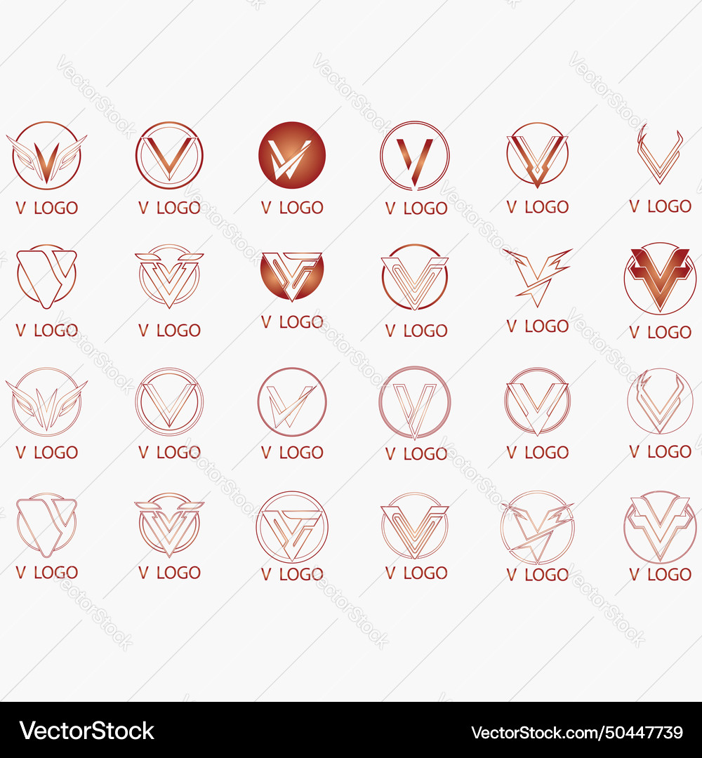 Collection of v letter logos Royalty Free Vector Image
