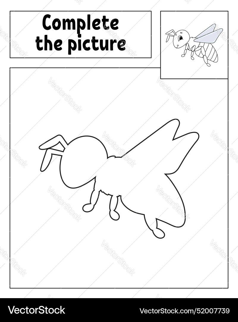 Complete the picture coloring page for kids Vector Image