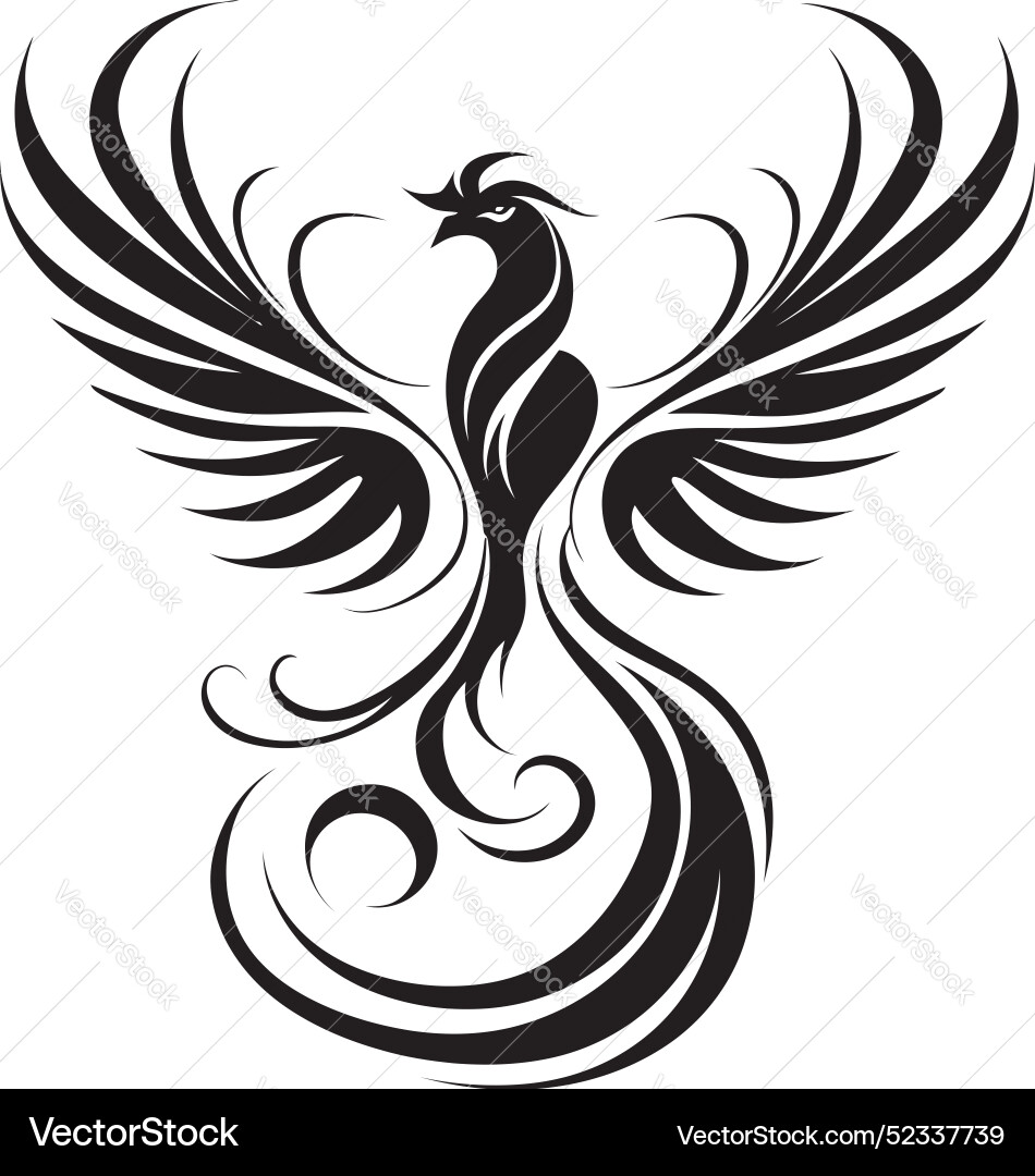 Eternal phoenix wings emblem inferno firebird Vector Image