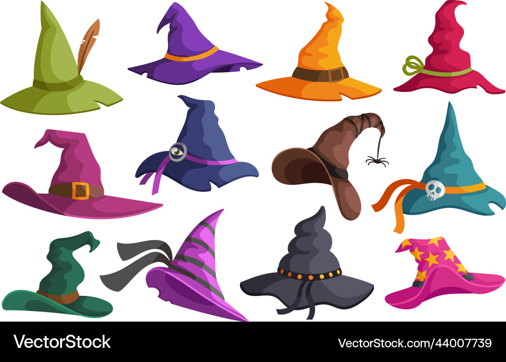 Halloween hats witch costume cap autumn holiday Vector Image