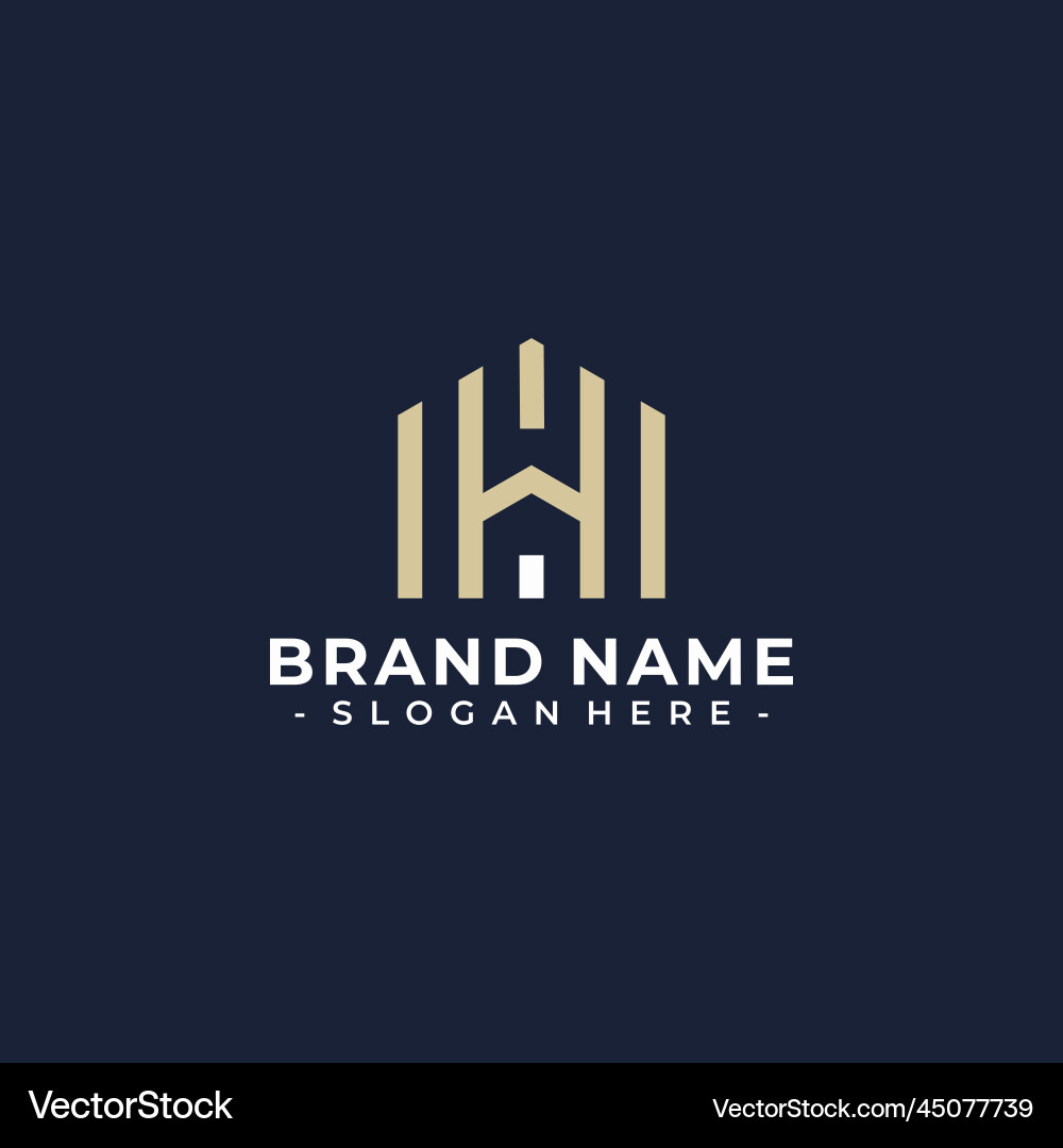 Letter h shape house logo Royalty Free Vector Image