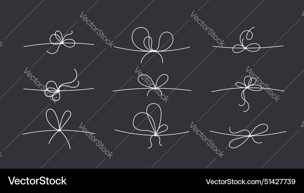 Line bows on ribbon for gift decoration string Vector Image