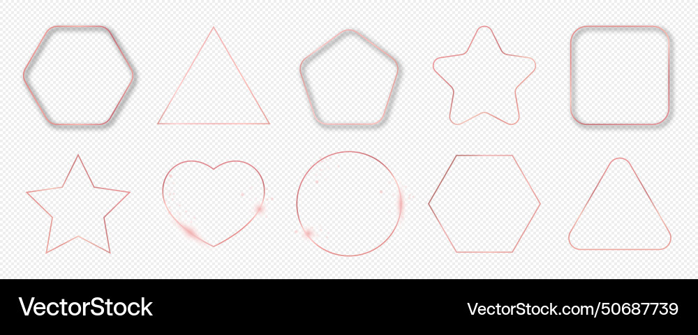 Rose gold glowing different geometric shape frame Vector Image
