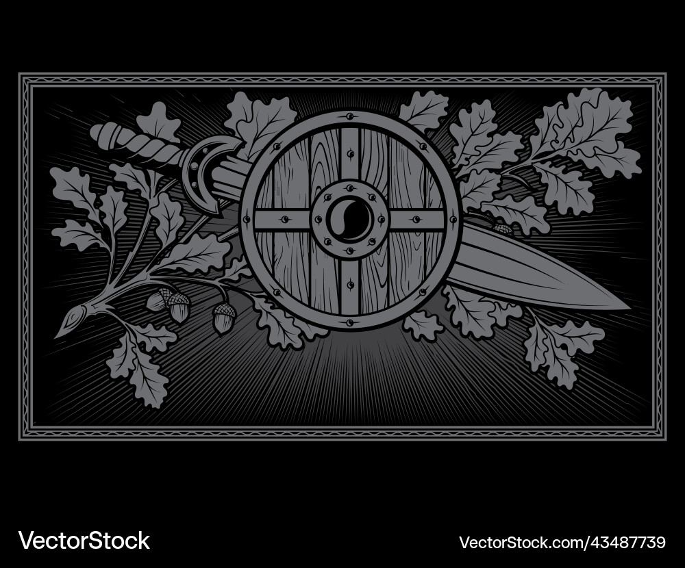 Viking scandinavian design shield Royalty Free Vector Image