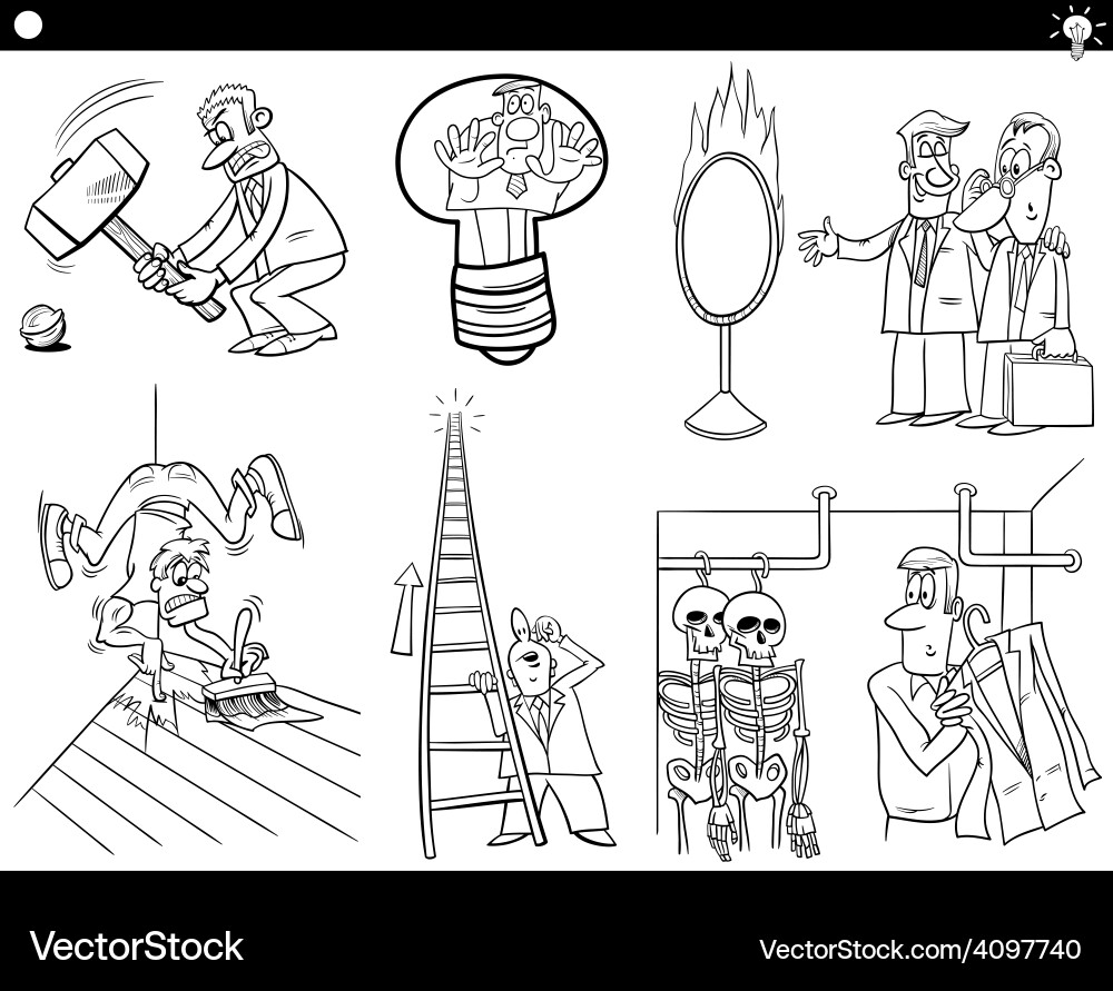 Cartoon concepts and sayings set Royalty Free Vector Image