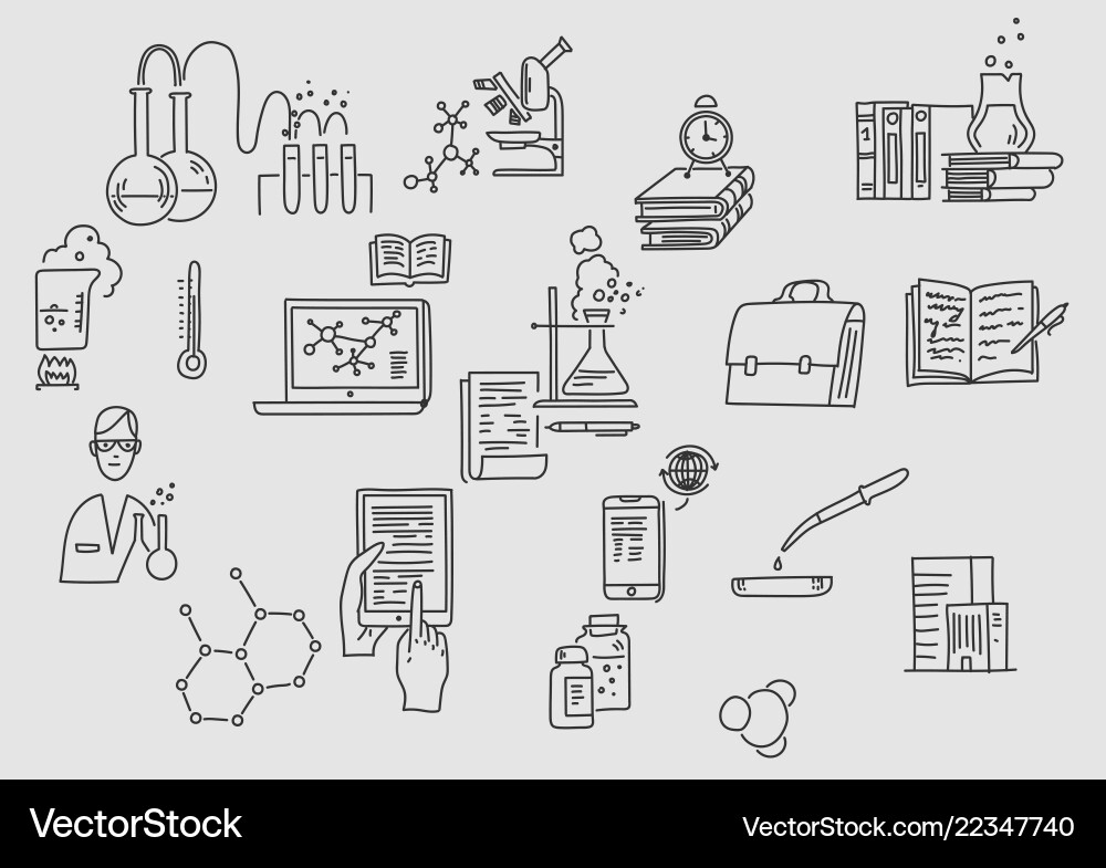 Chemistry Doodle Set - Science Education Vector Image