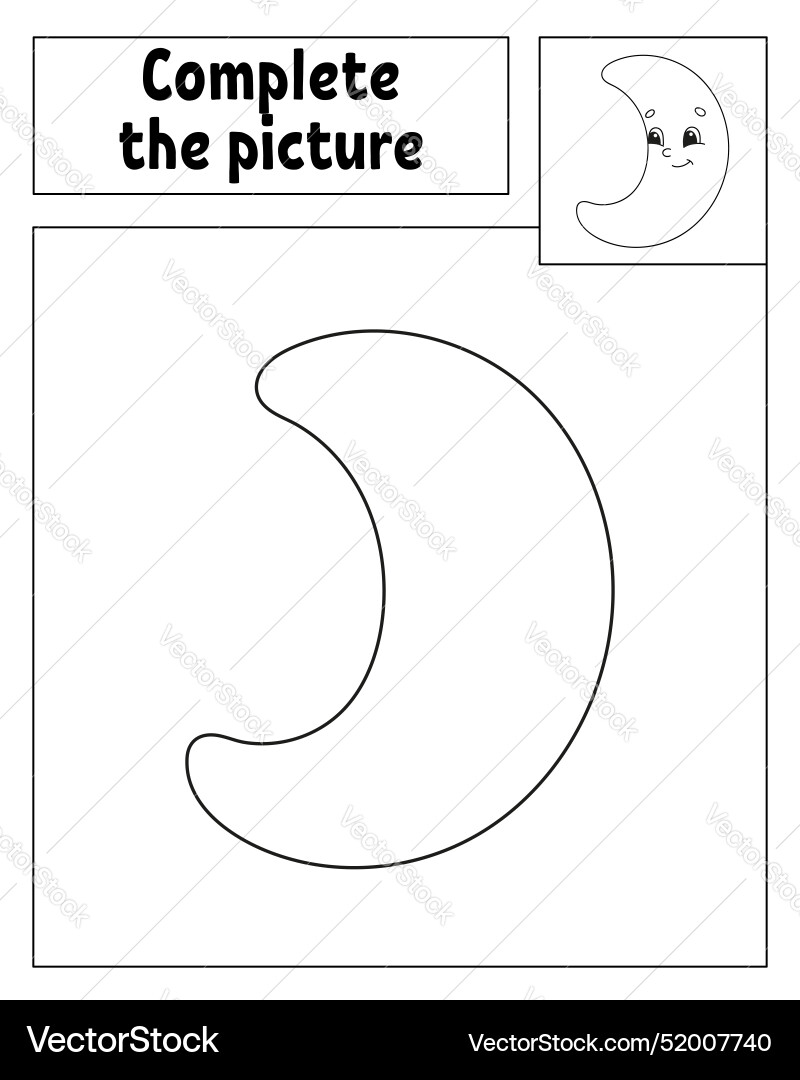 Complete the picture coloring page for kids Vector Image