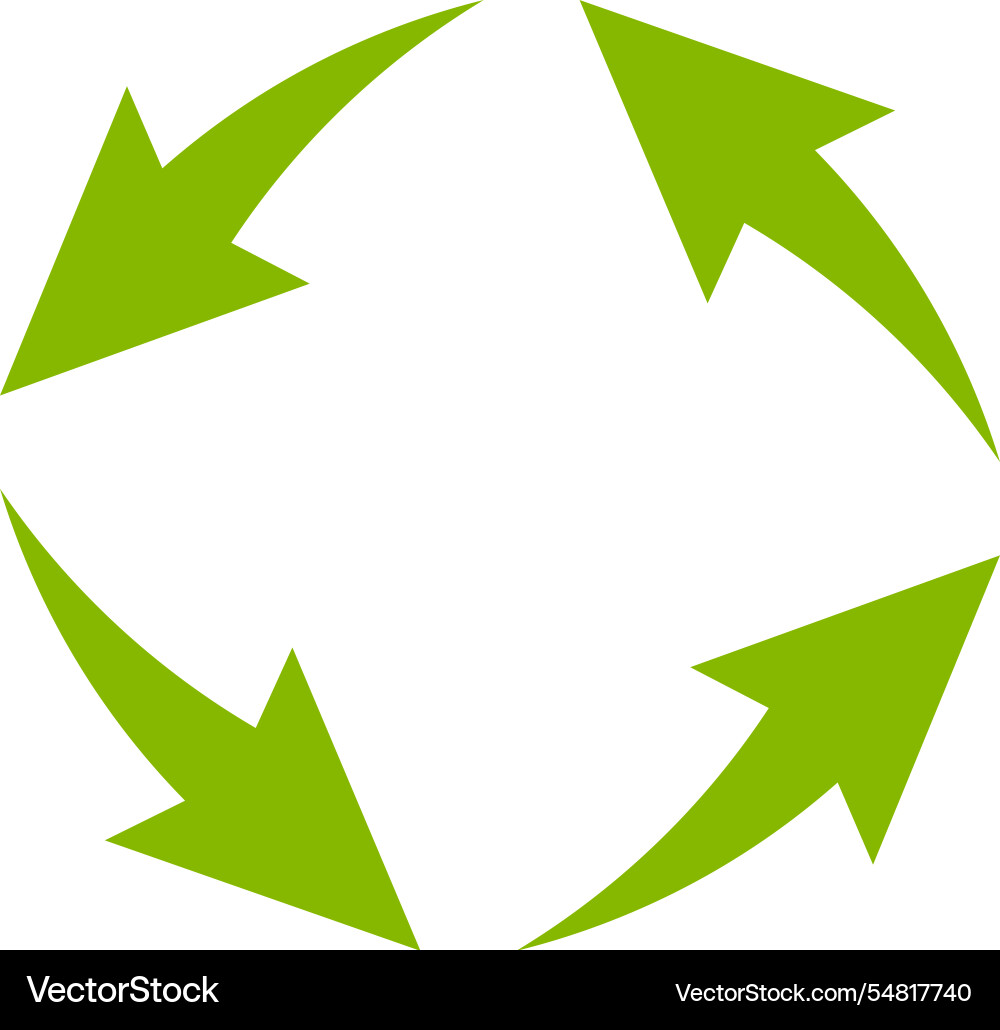 Four green arrows rotating clockwise forming Vector Image