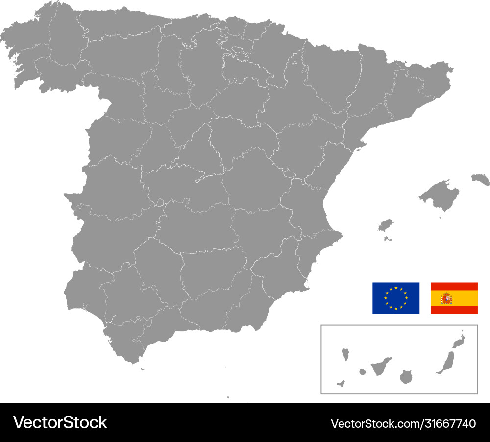 Grey Spain Map Royalty Free Vector Image - VectorStock