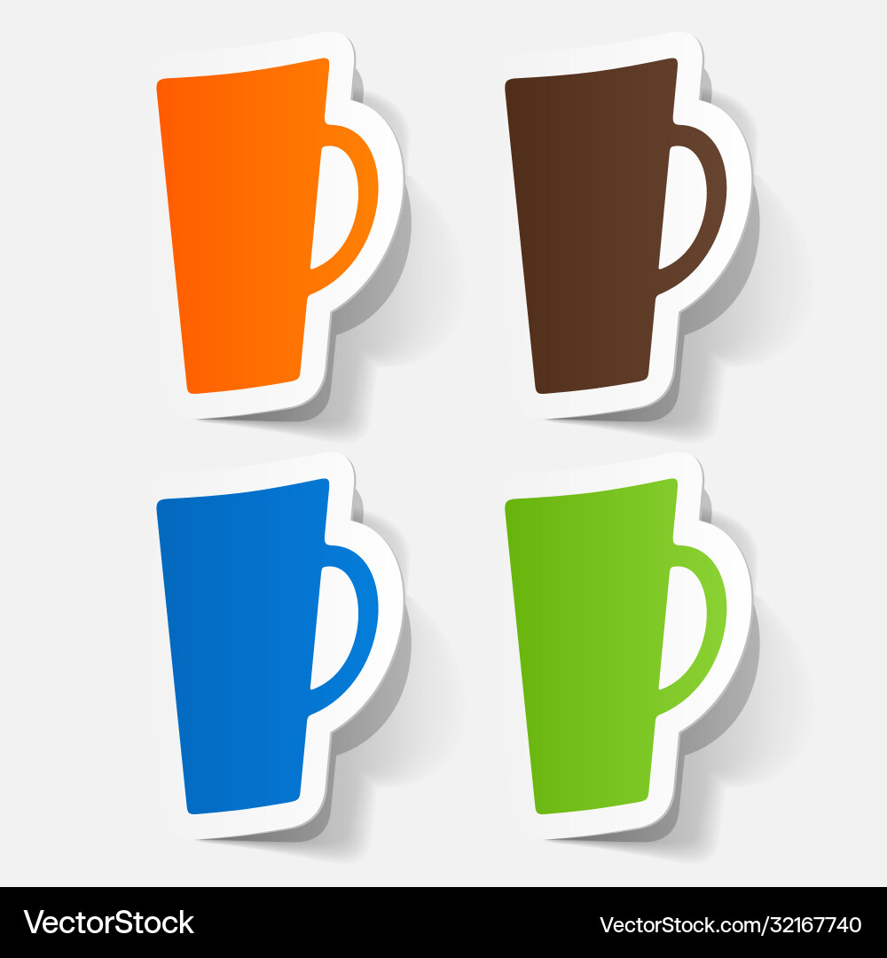 Paper clipped sticker coffee cup isolated Vector Image