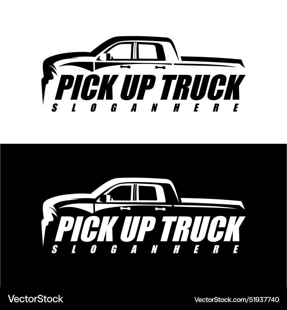 Pick up truck logo design art Royalty Free Vector Image
