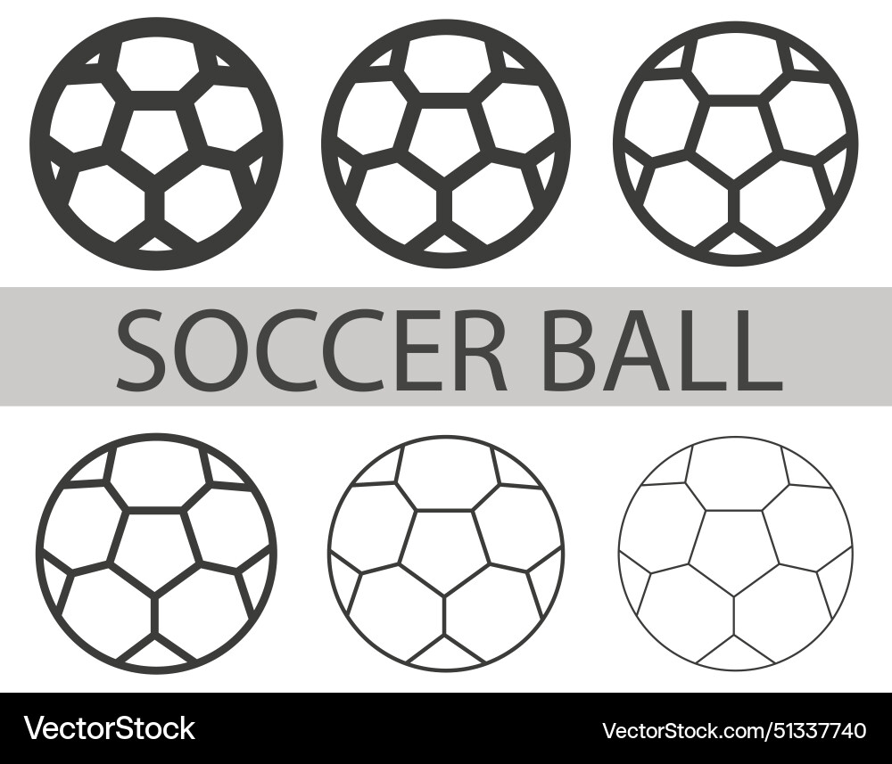 Soccer balls of different line thickness Vector Image