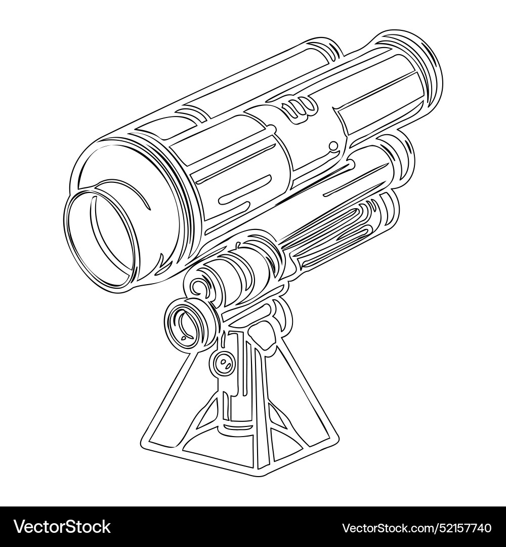 Telescope outline sketch Royalty Free Vector Image