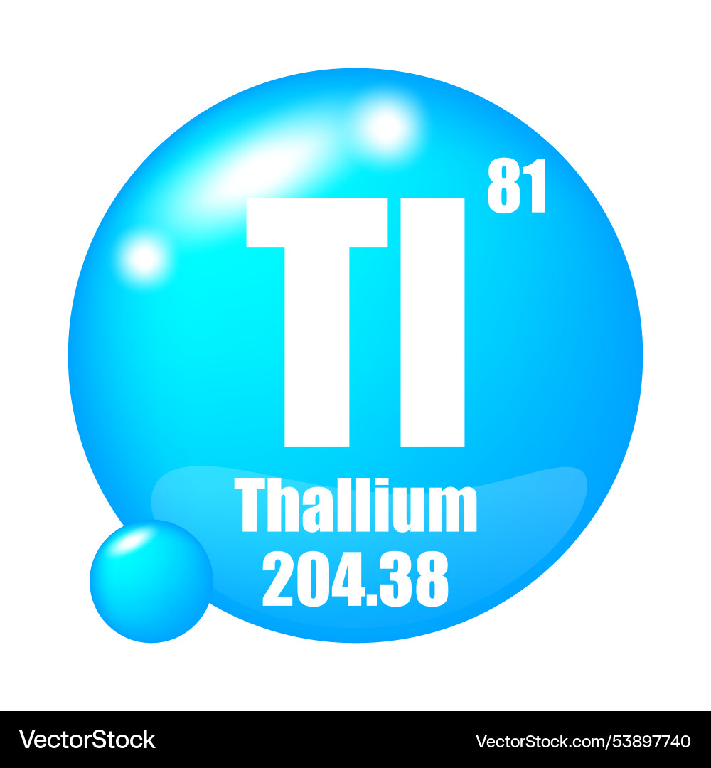 Thallium icon tl chemical element atomic number Vector Image