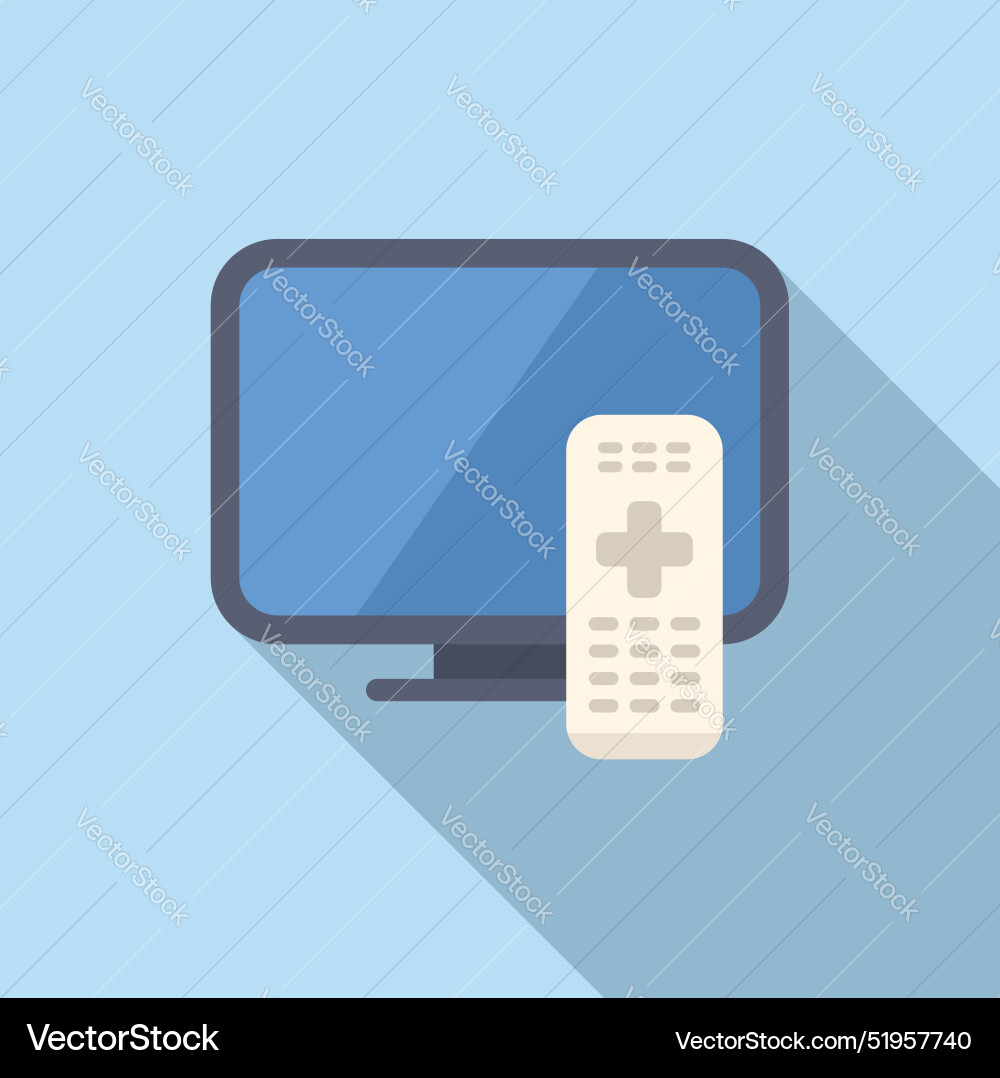 Tv set with remote control displaying watching Vector Image
