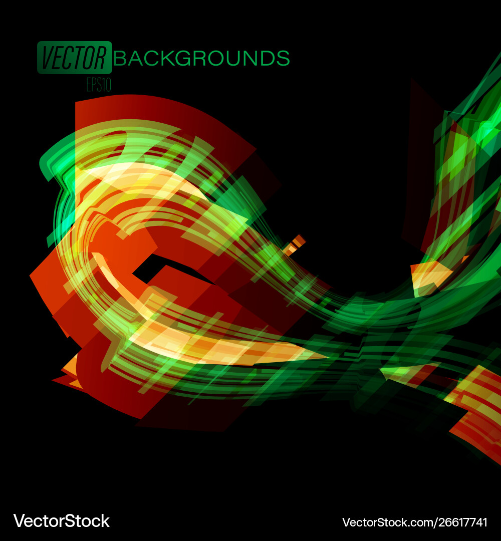 Abstract transparent colors shapes on a black Vector Image