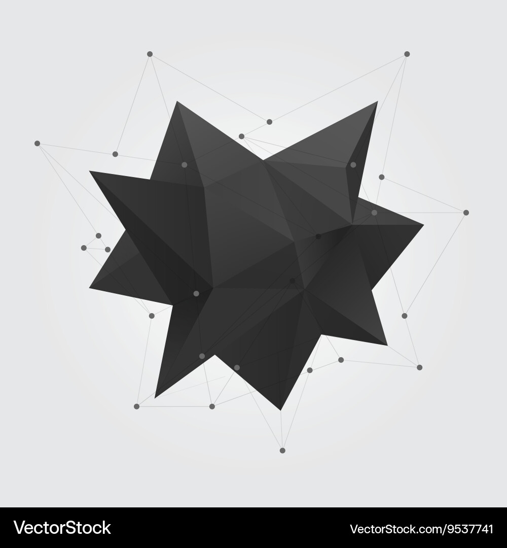 Black Low Poly Star Shape Royalty Free Vector Image