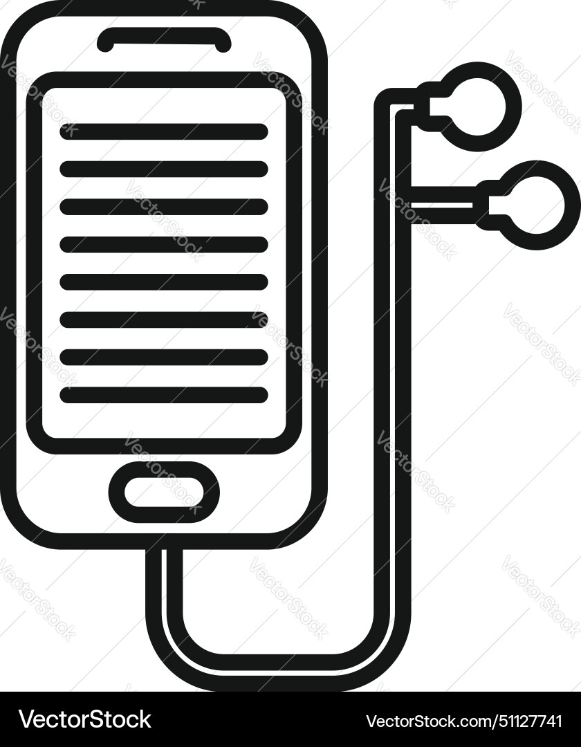 Digital reading audio book icon outline Royalty Free Vector