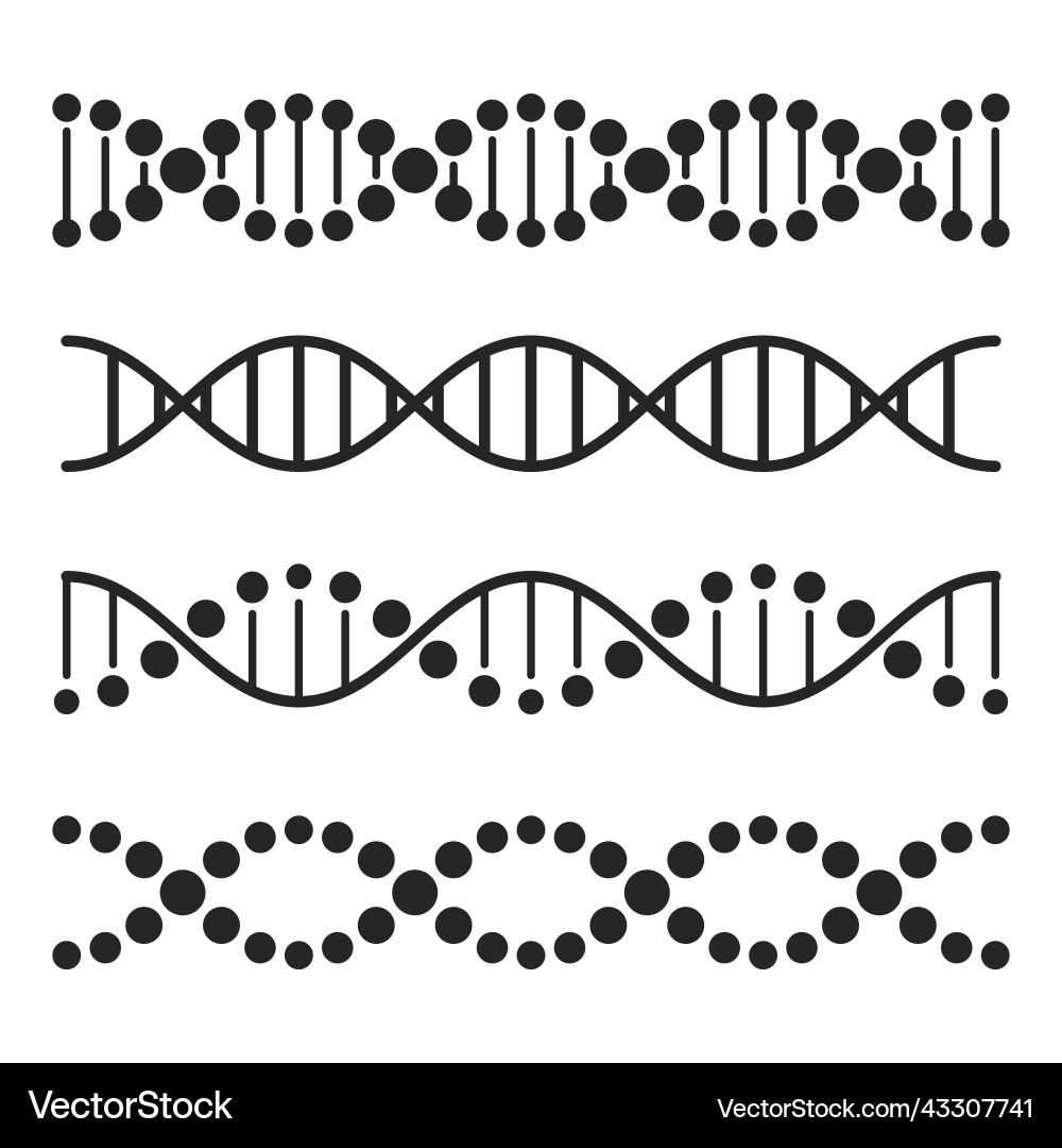 Dna icons set on white background Royalty Free Vector Image