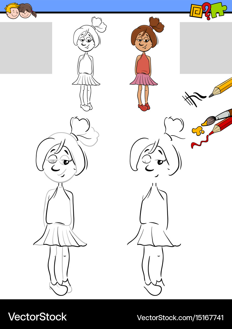 Drawing and coloring worksheet Royalty Free Vector Image