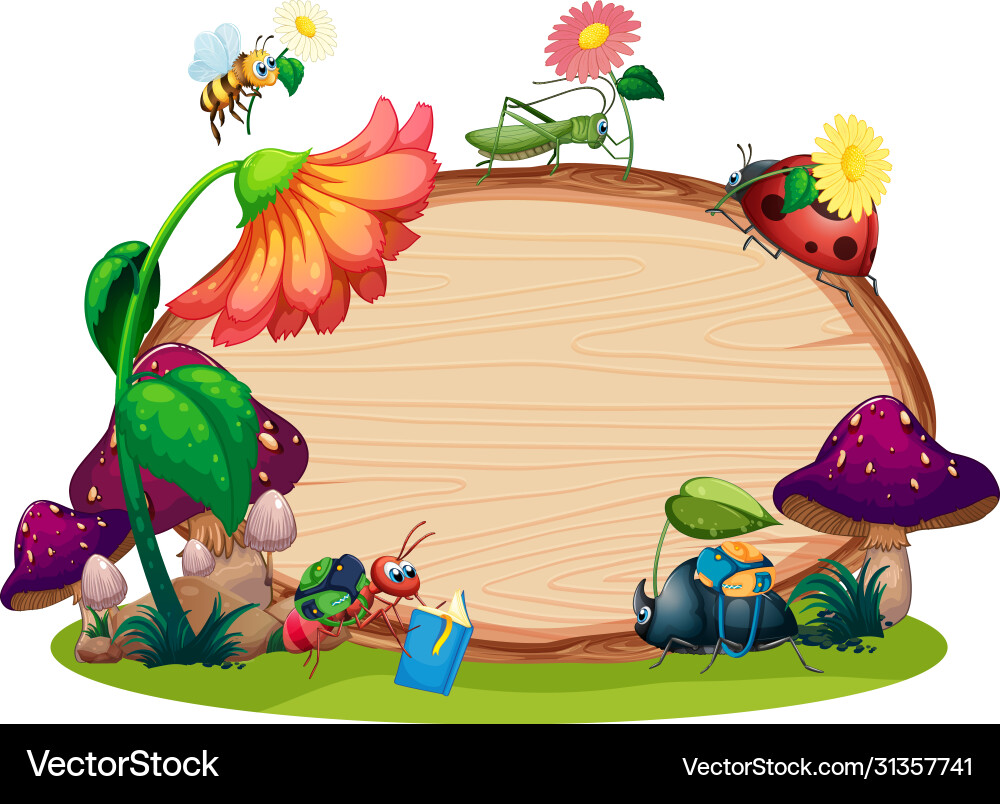 Garden Border with Insects Royalty Free Vector Image