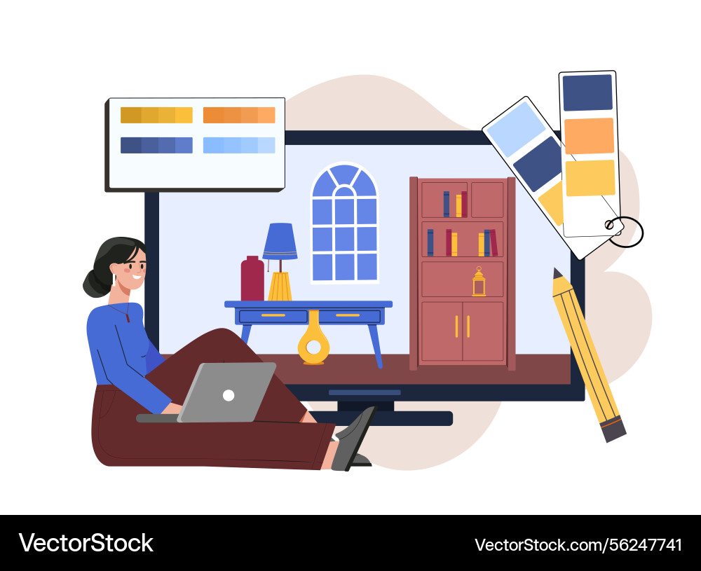Interior design planning concept screen Royalty Free Vector
