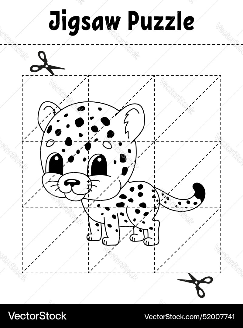 Jigsaw puzzle coloring page for kids Royalty Free Vector