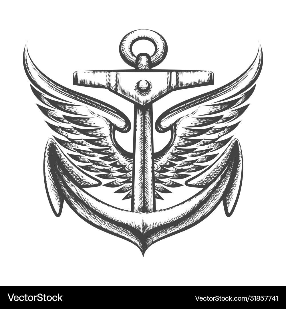 Ship Anchor with Wings - Nautical Art Royalty Free Vector