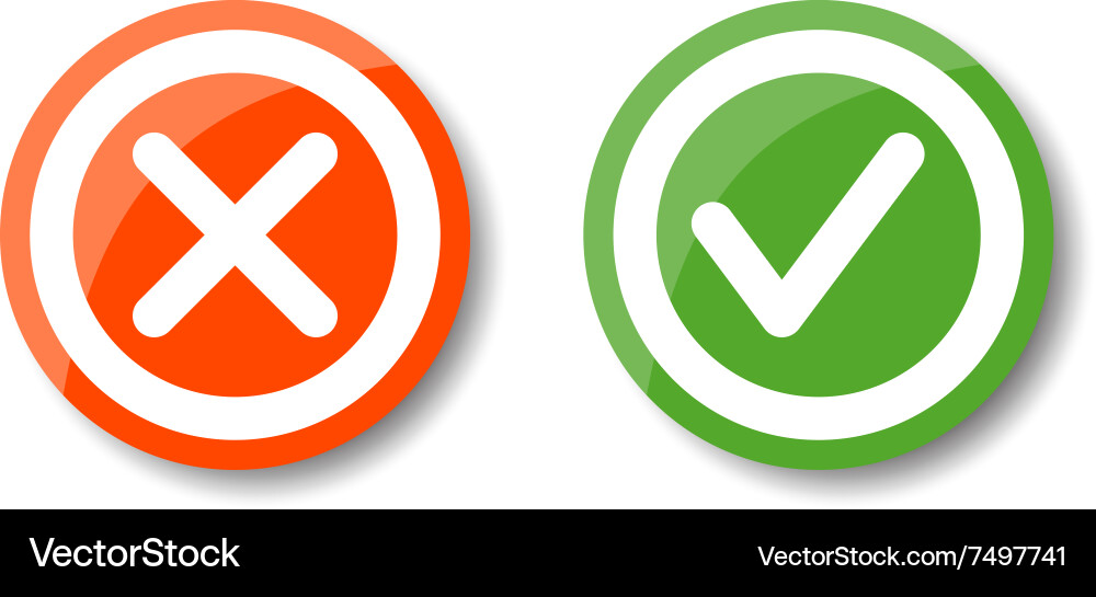 Tick and cross icons Royalty Free Vector Image