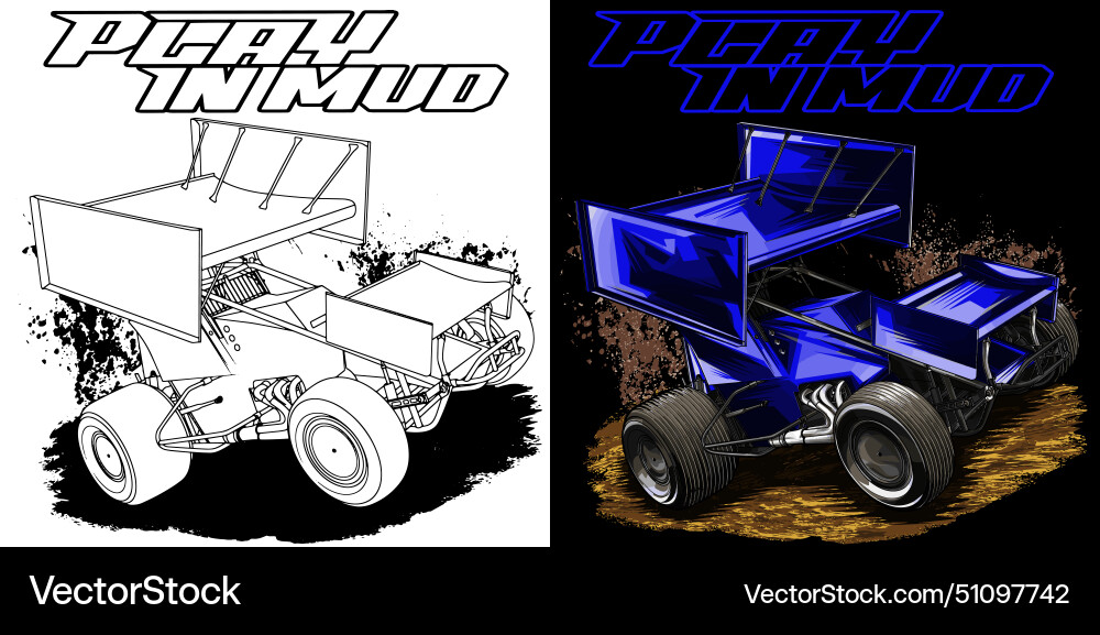 Blue drag racing car with black strip Royalty Free Vector