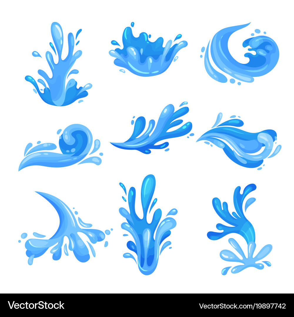 Blue sea ocean waves set powerful water stream Vector Image