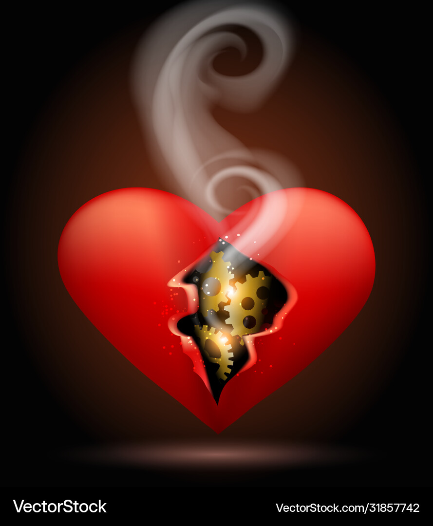 Broken machine heart Royalty Free Vector Image