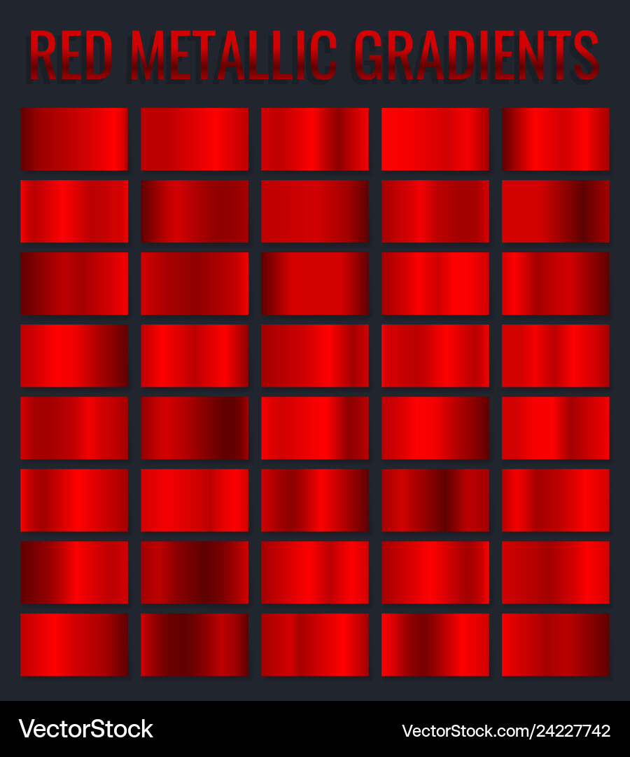 Chrome Red Metallic Gradient Collection Royalty Free Vector