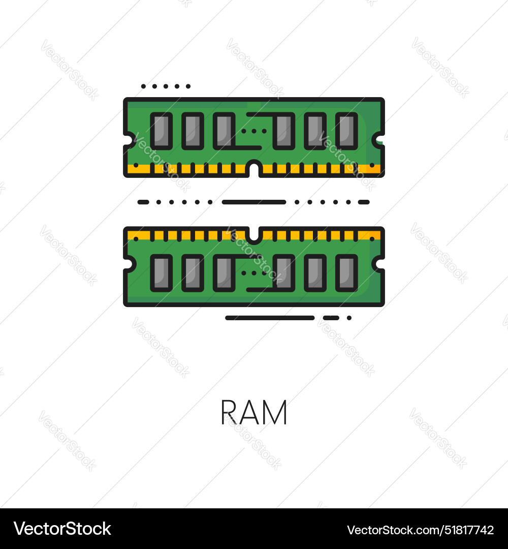Computer ram memory software color line icon Vector Image