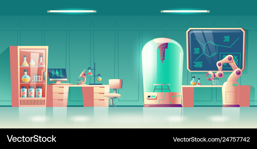DNA Science Laboratory Cartoon Royalty Free Vector Image