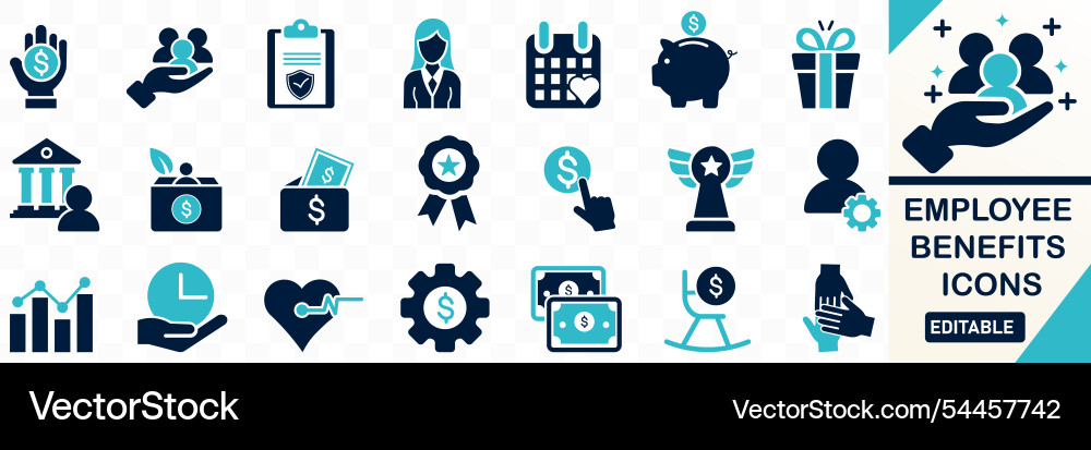 Employee benefits icon set Royalty Free Vector Image