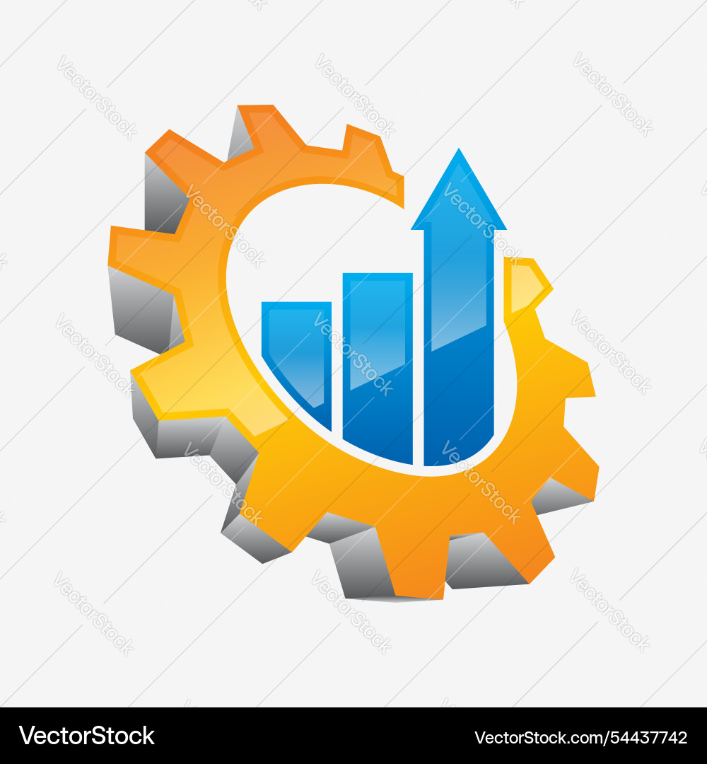 Gear graph chart design logo template Royalty Free Vector