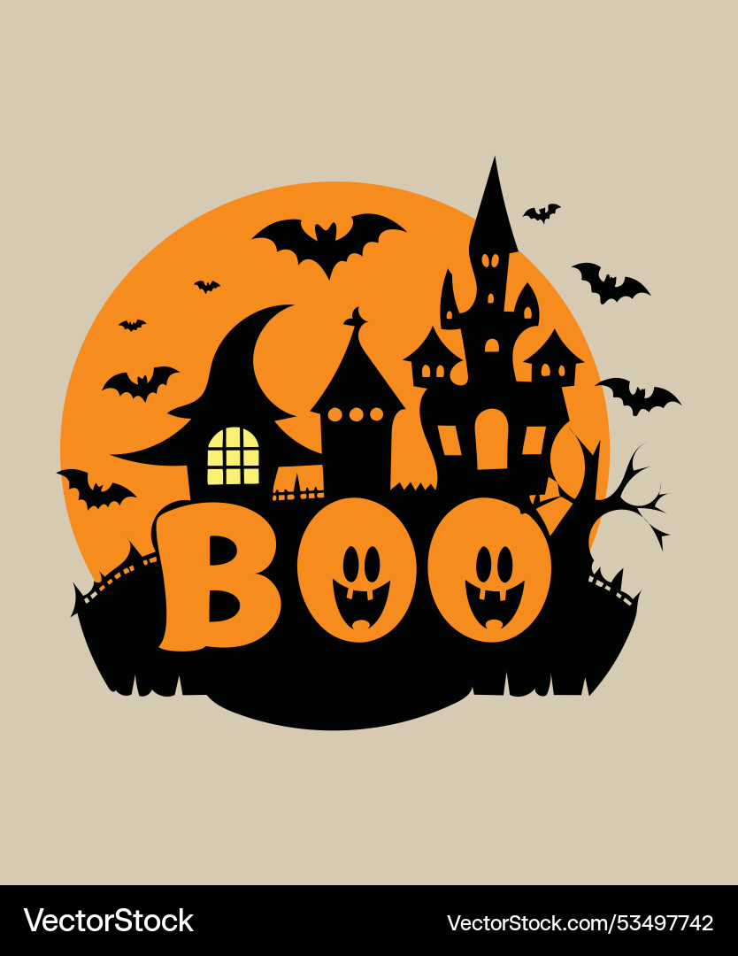 Halloween castle say boo scary Royalty Free Vector Image