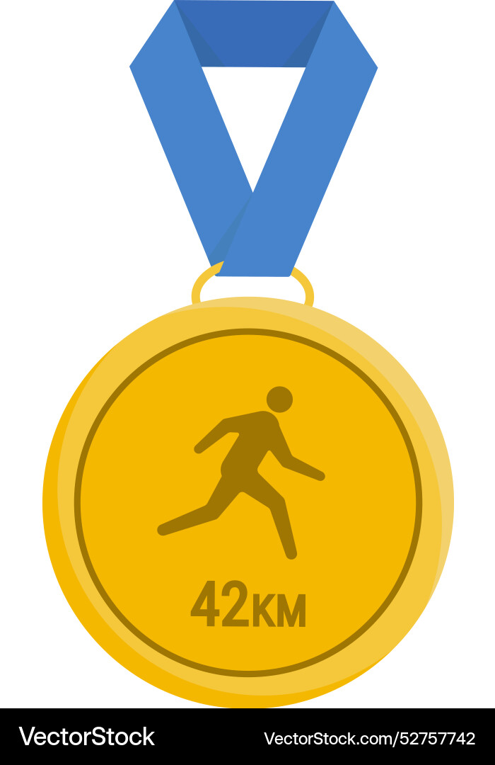 Marathon 42km finisher gold medal Royalty Free Vector Image