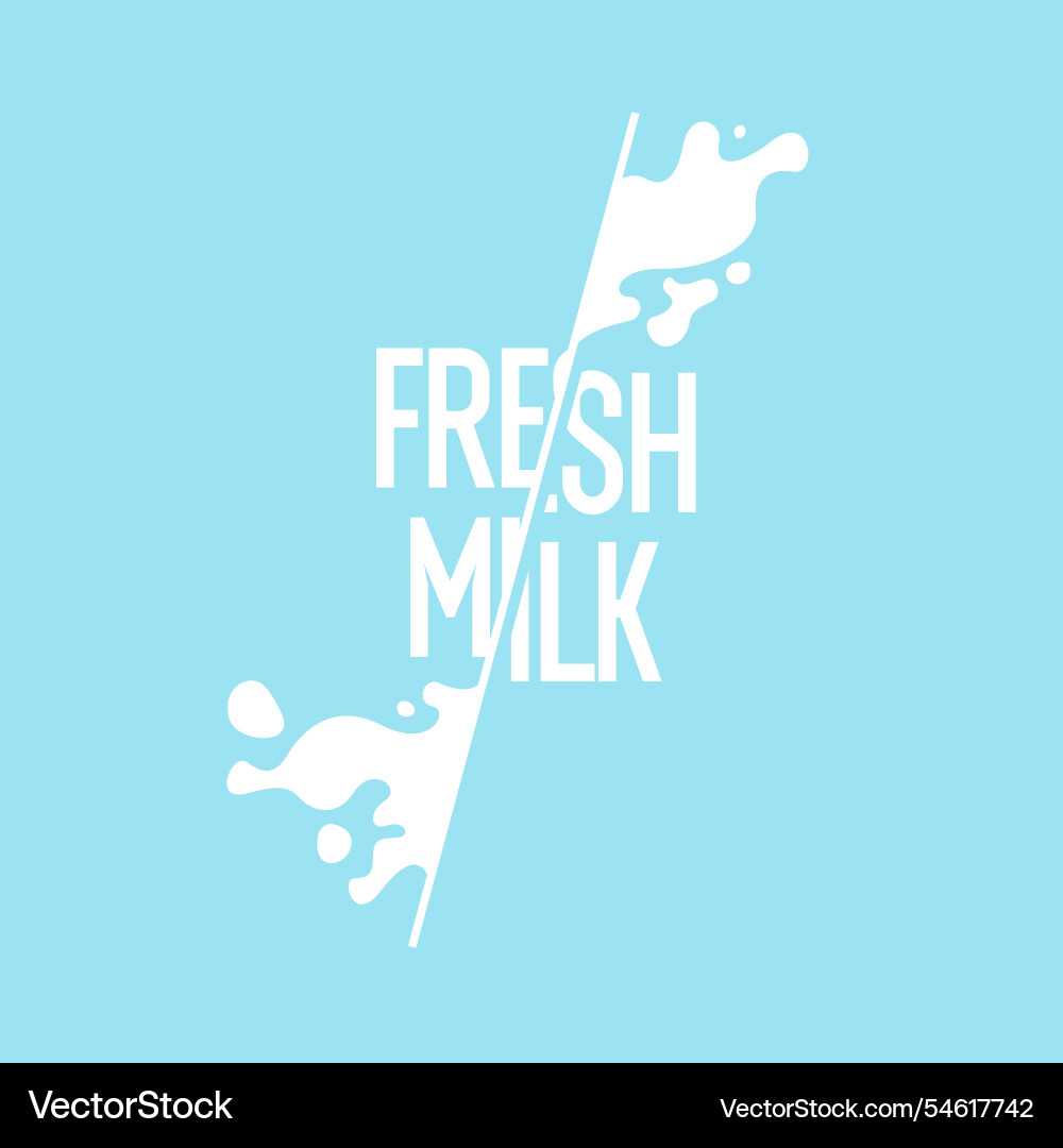 Modern poster fresh milk with splashes on a Vector Image